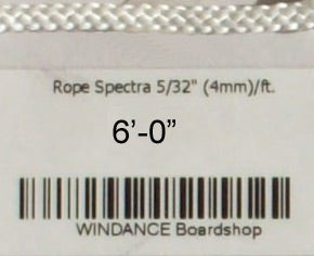 Rope White Spectra 5/32" (4mm) Downhaul Line 6ft Precut